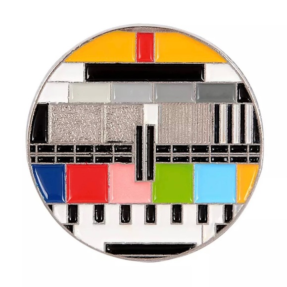 Jewelry | 63 Round Tv Static Enamel Pin | Poshmark